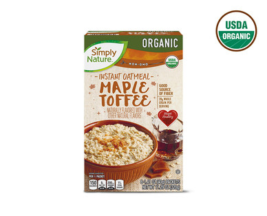 SimplyNature Organic Maple Toffee or Gingerbread Instant Oatmeal - Aldi ...