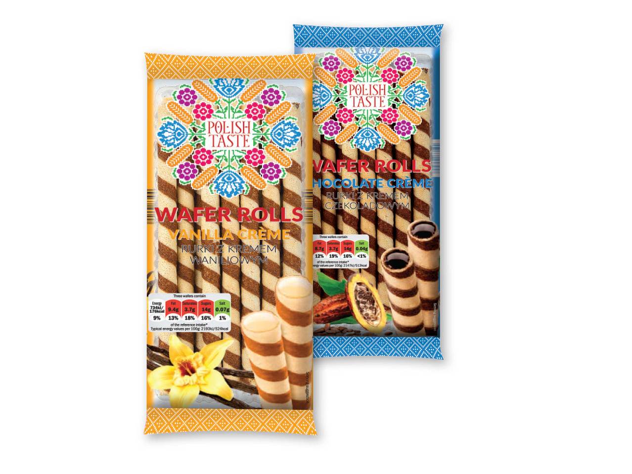 POLISH TASTE Vanilla/ Chocolate Crème Wafer Rolls - Lidl - Northern ...