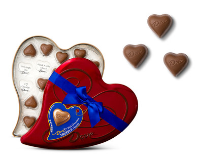 Dove Milk Chocolate Truffles Heart Tin - Aldi - US - Specials archive