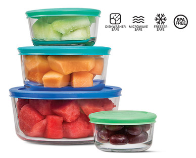 Crofton 8-Piece Glass Storage Bowls With Multicolored Lids - Aldi - US ...