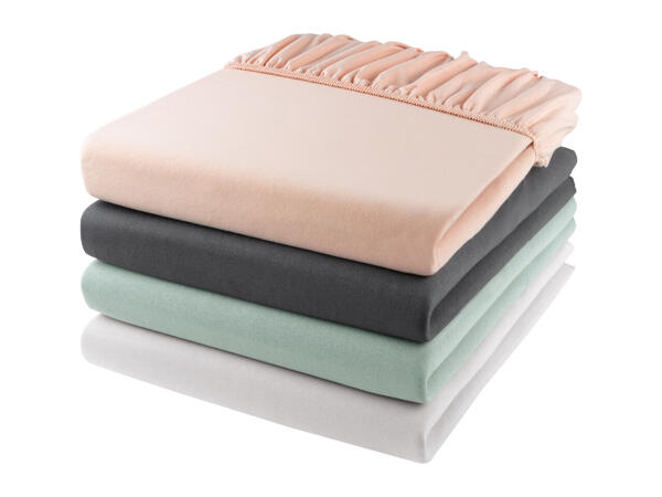 Livarno Home Fitted Sheet Pure Cotton 16 - Naturally Soft - Double ...