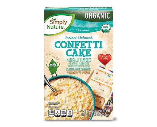 Simply Nature Strawberry Banana or Confetti Cake Instant Oatmeal - Aldi ...