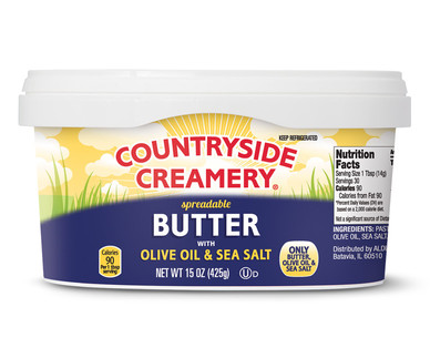Countryside Creamery Spreadable Butter With Olive Oil & Sea Salt - Aldi ...
