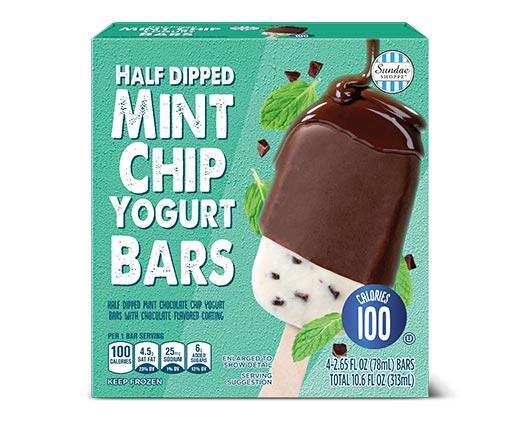 Sundae Shoppe Half Dipped Mint Chip Yogurt Bars - Aldi - US - Specials ...