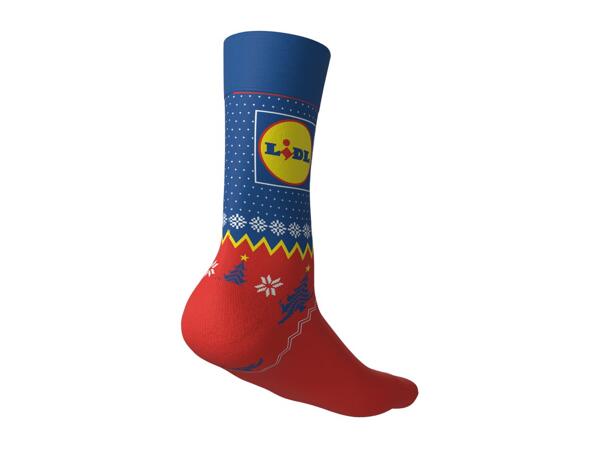 Adults' Blue & Red Lidl Christmas Socks - Lidl - Great Britain ...