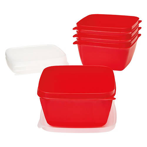 4 Piece Square Food Storage Containers, Red - Aldi - US - Specials archive