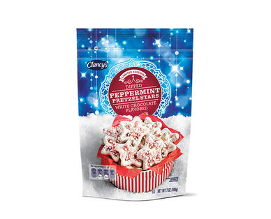 Clancy's Dipped Peppermint Pretzel Stars - Aldi - US - Specials archive