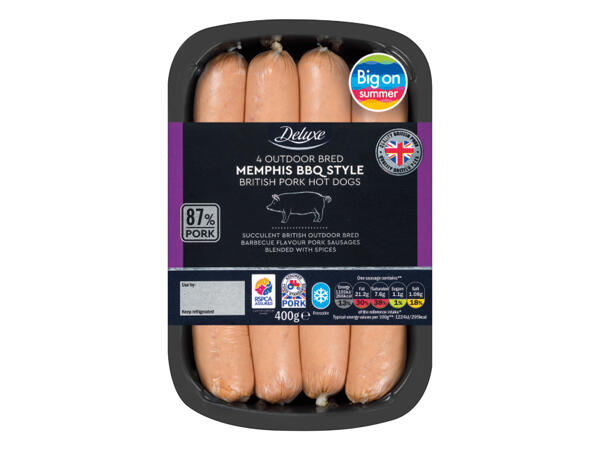 Deluxe 4 Outdoor-Bred Memphis BBQ Style British Pork Hot Dogs - Lidl ...