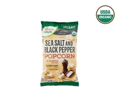 Simply Nature Organic White Cheddar or Sea Salt & Black Pepper Popcorn ...