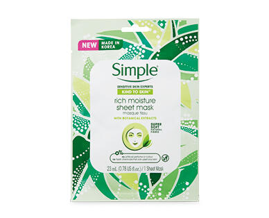 Simple Face Sheet Masks 23ml/21ml - Aldi - Australia - Specials archive
