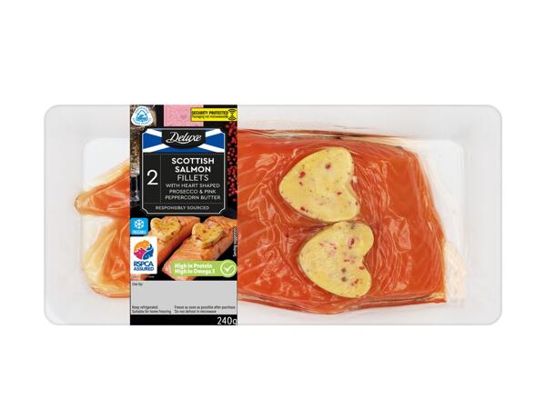 Deluxe Scottish Salmon Fillets with Heart Shaped Prosecco & Pink ...