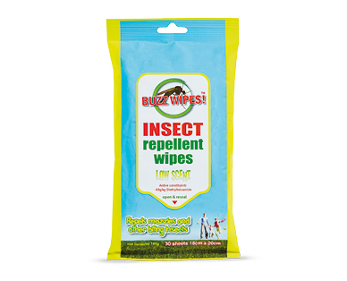 BUZZ INSECT REPELLENT WIPES 30PK - Aldi - Australia - Specials archive