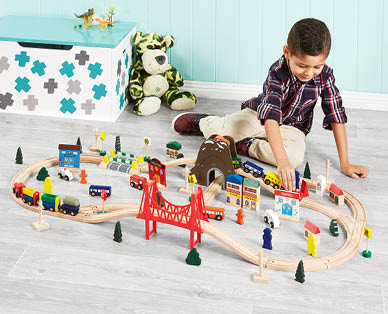 95pc Wooden Train Set - Aldi - Australia - Specials archive