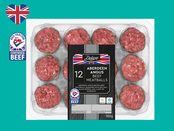 Deluxe 12 Aberdeen Angus British Beef Meatballs - Lidl - Great Britain ...