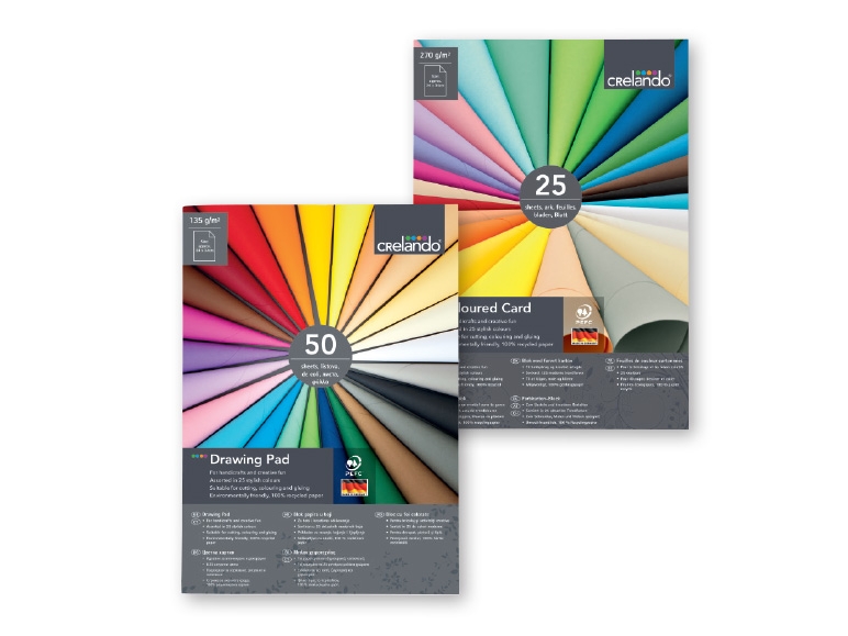 CRELANDO(R) Coloured Card/Drawing Pad - Lidl - Ireland - Specials archive