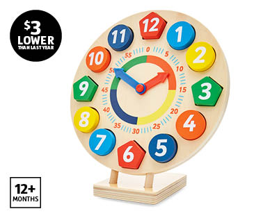 Wooden Learning Clock - Aldi - Australia - Specials archive