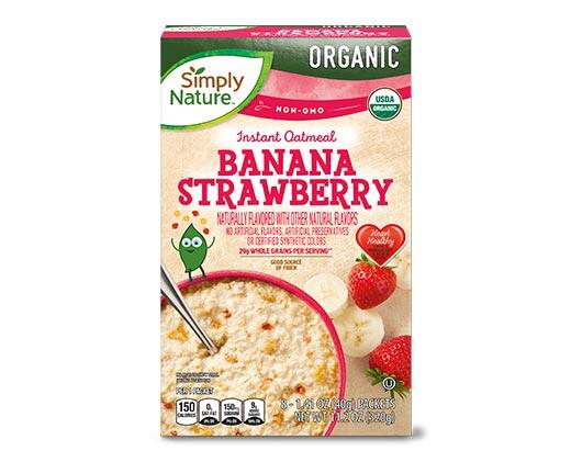 Simply Nature Strawberry Banana or Confetti Cake Instant Oatmeal - Aldi ...