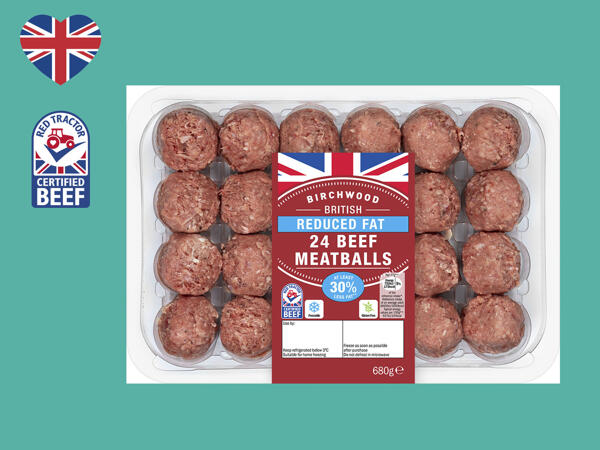 Birchwood 24 Reduced Fat British Beef Meatballs - Lidl - Great Britain ...