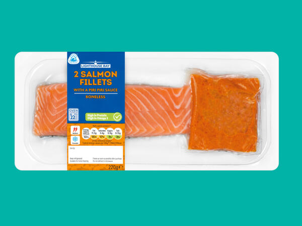 Lighthouse Bay 2 Salmon Fillets with a Piri Piri Sauce - Lidl - Great ...