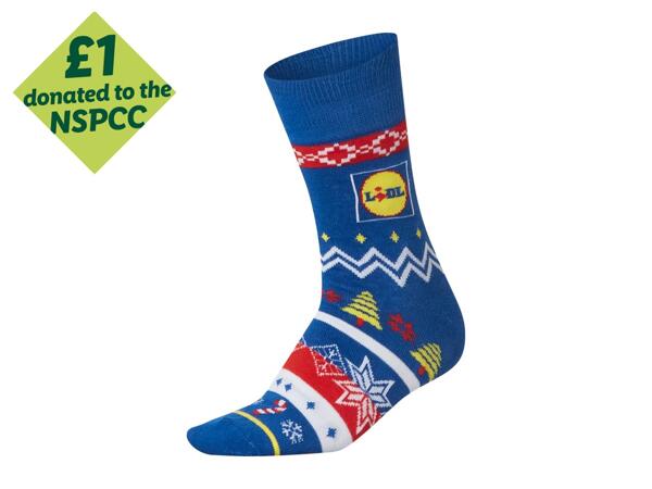 Adults' Blue Lidl Christmas Socks - Lidl - Great Britain - Specials archive